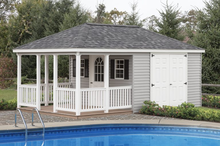 Colonial Pool House | Small Pool House Designs