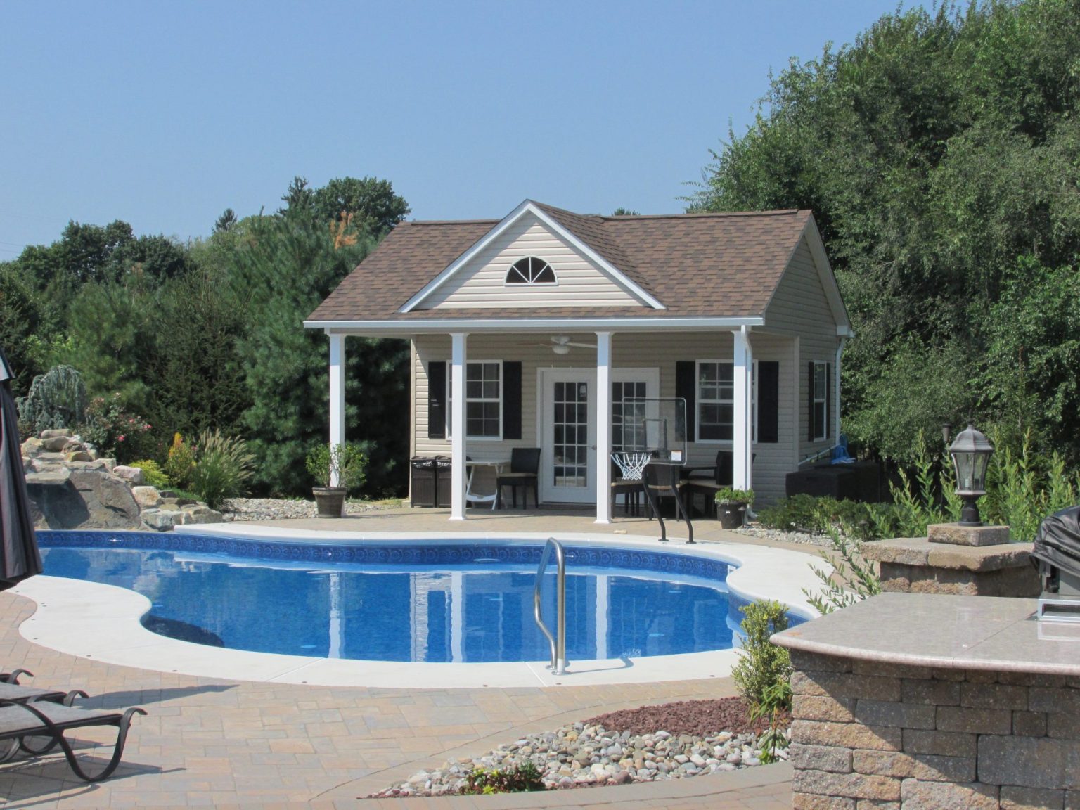 Prefabricated Pool House with Overhang | Stoltzfus Structures