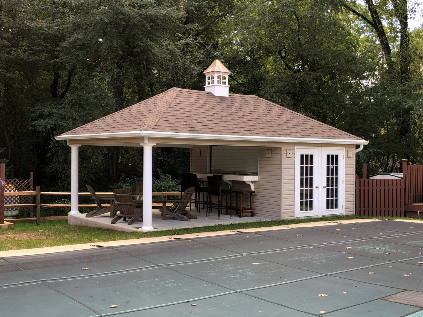 Colonial Pool House | Small Pool House Designs