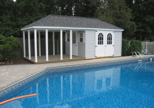 Colonial Pool House | Small Pool House Designs